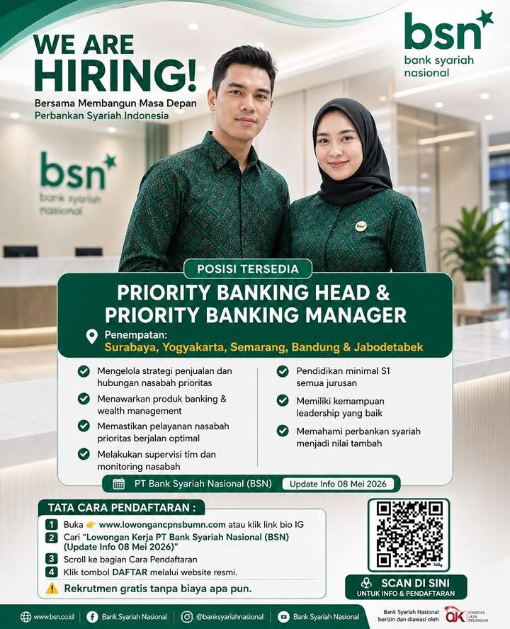 Kesempatan Berkarier, PT BSN Kini Buka Lowongan Pekerjaan untuk Dua ...